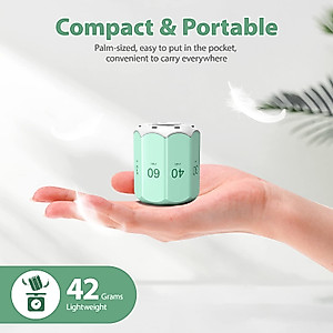 Pomodoro Timer, 8 Sides Visual Magnetic Timer, Digital Cube Flip Timer, Countdown & Count up Timer, Silent & Alarm, Rotating Productivity Timer for Time Management Work Study Exercise(Green)