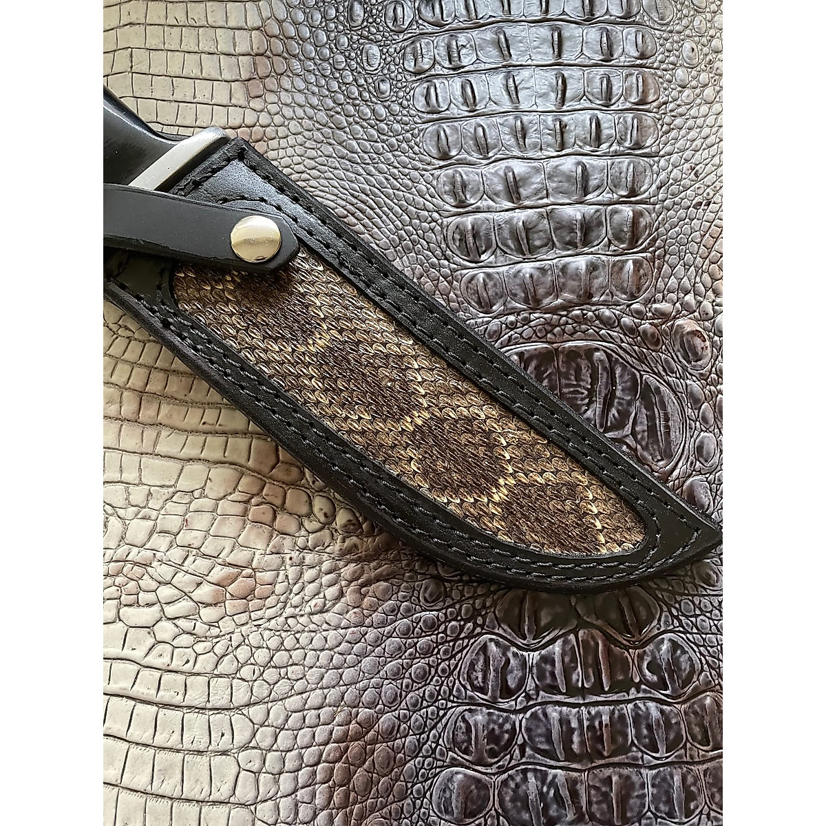 Custom Leather Right Hand Knife Sheath Fits Buck 124, Fixed Blade Knife Holder, Black