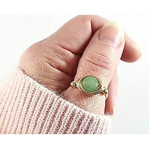 Green Aventurine Gemstone Ring, Natural Solitaire Stone Ring, Sterling Silver Band, 14K Gold-Filled Band, 14K Rose Gold-Filled Band, Custom Size, Jewelry Inspirations