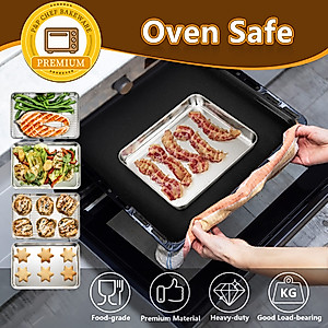 P&P CHEF Toaster Oven Tray and Rack Set, Stainless Steel Baking Pan with Cooling Rack, Fit Your Small Oven & Single Person Use, Non Toxic & Easy Clean