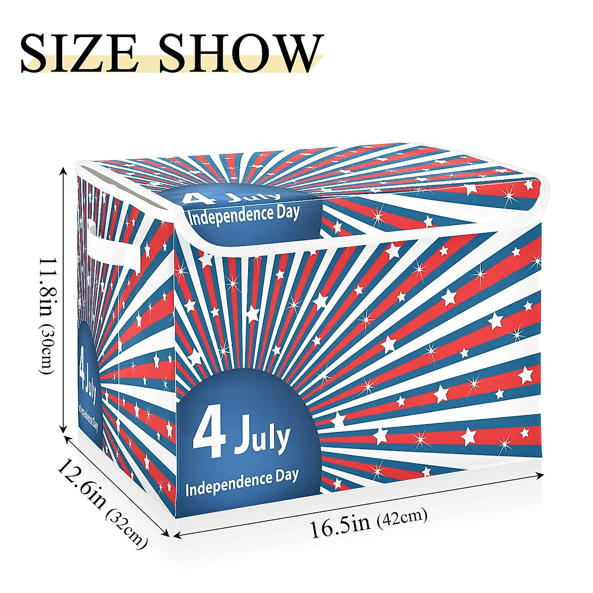 YETTASBIN 4th of July Storage Basket with Lid and Handles, Large Collapsible Fabric Storage Bins Sturdy Storage Organizer for Shelves, Closet, Bedroom, School, Office, Home Decor