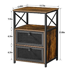 VECELO Night Stand, End Side Table with Storage Space and Door,Modern Nightstands for Living Room,Bedroom, Brown