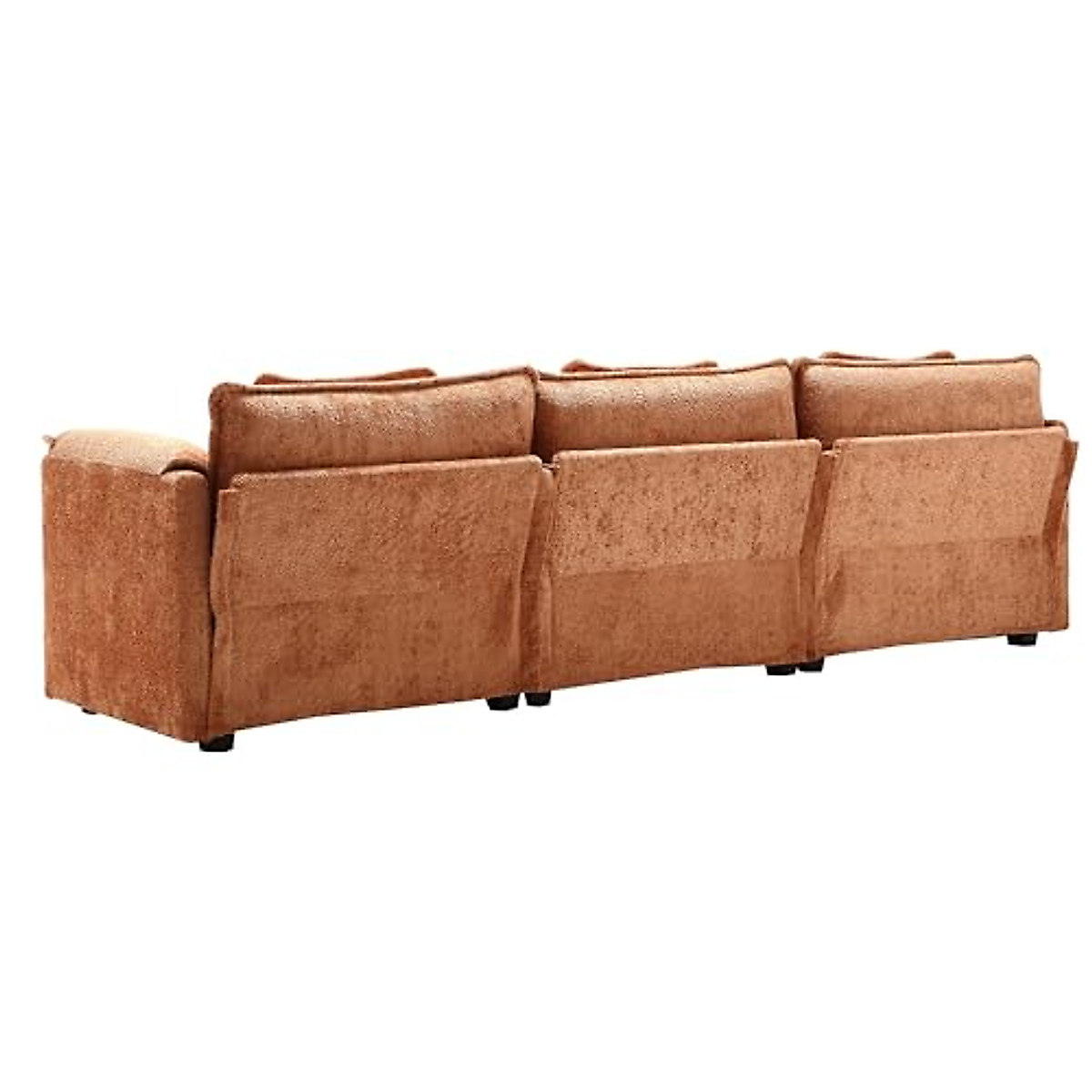 FANYE L-Shaped Corner Convertible Modular Sectional Sofa Couch W/Movable Ottoman and 3 Pillows, Chenille Upholstery Double Cushions Deep Seat Sleeper Sofa&Couch for Home Office Apartment Living Room