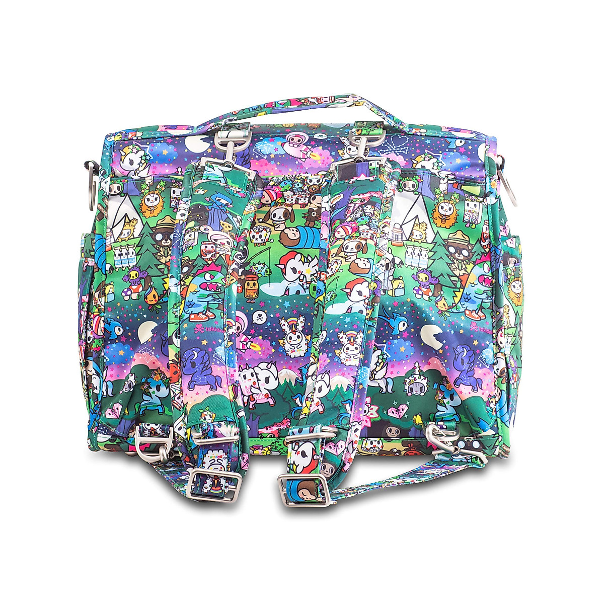 JuJuBe x Tokidoki B.F.F. Diaper Backpack, Multi-functional Convertible + Messenger Bag | Travel-Friendly, Stylish Diaper Bag | Camp Toki