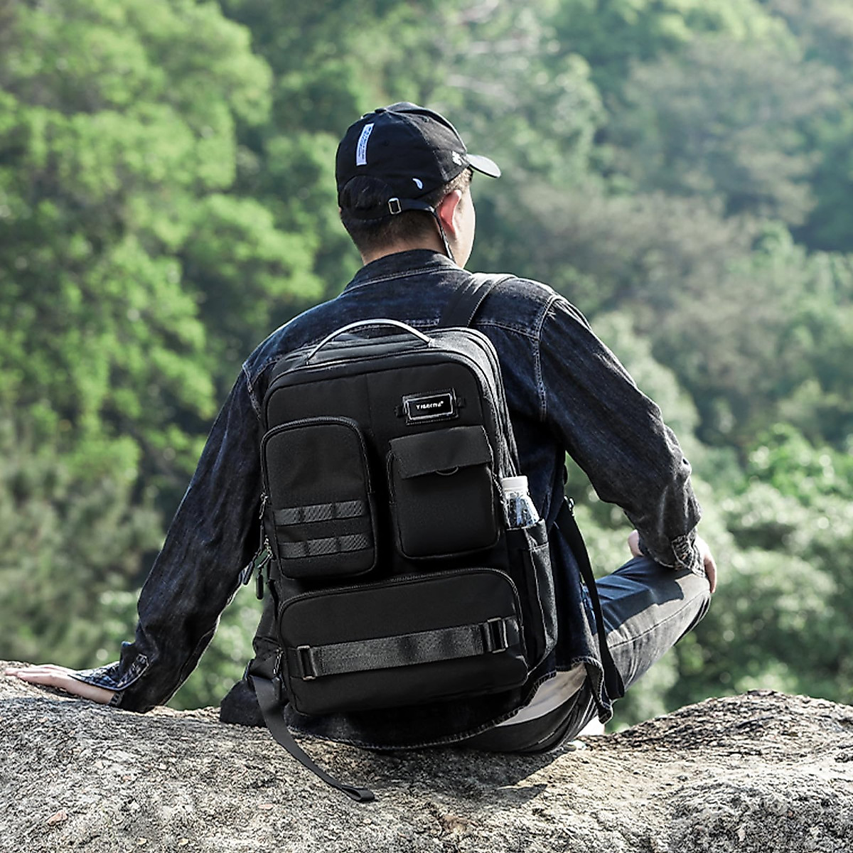 TIGERNU Travel Laptop Backpack for Men Anti-Theft Backpack Waterproof Business Work Bag Outdoor Tactical Backpack Fits 17.3 Inch Laptop （TGN-B008 Black）