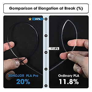 3DHoJor PLA Pro Filament 1.75mm (PLA Plus Black Filament), 1kg 3D Printer PLA Filament, PLA + 3D Printing Filament, Cardboard Spool, Dimensional Accuracy +/- 0.03 mm, Fit Most FDM 3D Printer