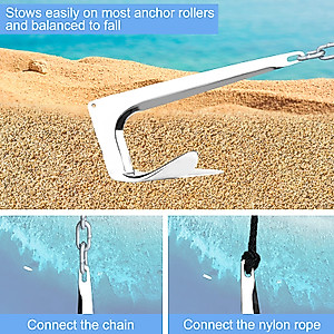 ISURE MARINE Stainless Steel Bruce Style Claw Force Boat Anchor 11lbs (5kg) Heavy Duty Marine Grade Polished