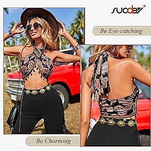 SUOSDEY Women Metal Waist Chain Belt Concho Western Cowgirls Country Belt for Jeans Dress