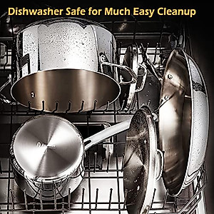 Anyfish Stainless Steel Cookware Pots and Pans Set For All Stoves Oven Dishwasher Safe, 16 Pieces With Saucepan, Skillet, Stockpot, Saute Pan, Steamer And Utensils