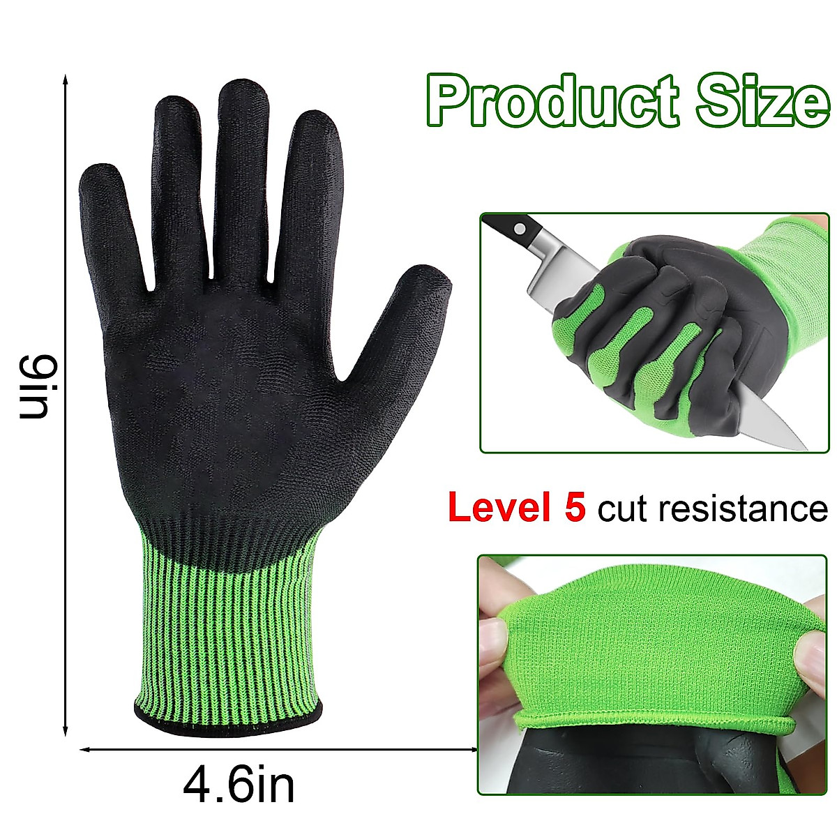 Palksky Oyster Shucking Gloves, Oyster Shucker Tool Protectors Handguard, Oyster Opener Machine Kit, Easy to Use Oyster Holders Seafood Tool (Green-Black