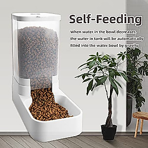 NKECOBJI Gravity Pet Feeder and Water Dispenser Set, Automatic Dog Feeder and Dog Water Dispenser for Dogs Cats Pets Animals Large Capacity(1Gallon)