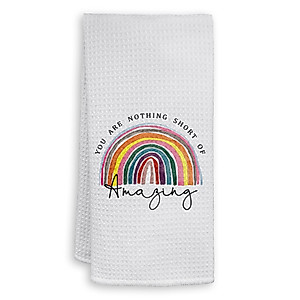 HIWX Bohemian You are Nothing Short of Amazing Decorative Kitchen Towels and Dish Towels, Boho Rainbow Motivational Encouragement Hand Towels Tea Towel for Bathroom Kitchen Decor 16×24 Inches