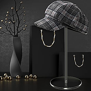 2 Set Clear Acrylic Hat Stand and Wig Display Rack Hat Stands for Display Hat Pedestal Stand Round Barbell Pedestal Display Riser Wig Display Holder for Hat Watch(12 Inch in Height, Round Bottom)