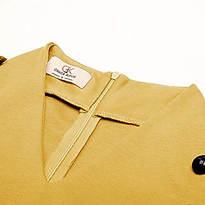 GRACE KARIN Women Vintage Short Sleeve Slim Fit Belted Business Pencil Dress Yellow