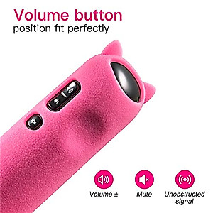 Bedycoon Pink Silicone Protective Soft Cases Covers with Wrist Strap and Remote Holder with Adhesive for RC280 TCL Roku TV Remote Control Cat Ear Shape Design Cute