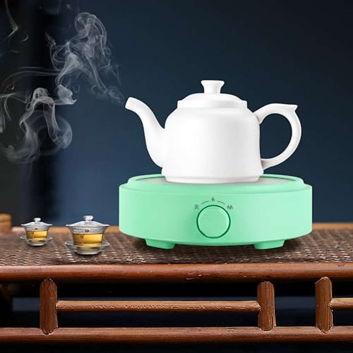 800W/110V Induction Cooktop Stove Electric Mini Stove Induction Burner Hot Plate, Portable Induction Burner Countertop Water Stove for Boiling Water, Making Tea and Coffee, Adjustable Power (green)