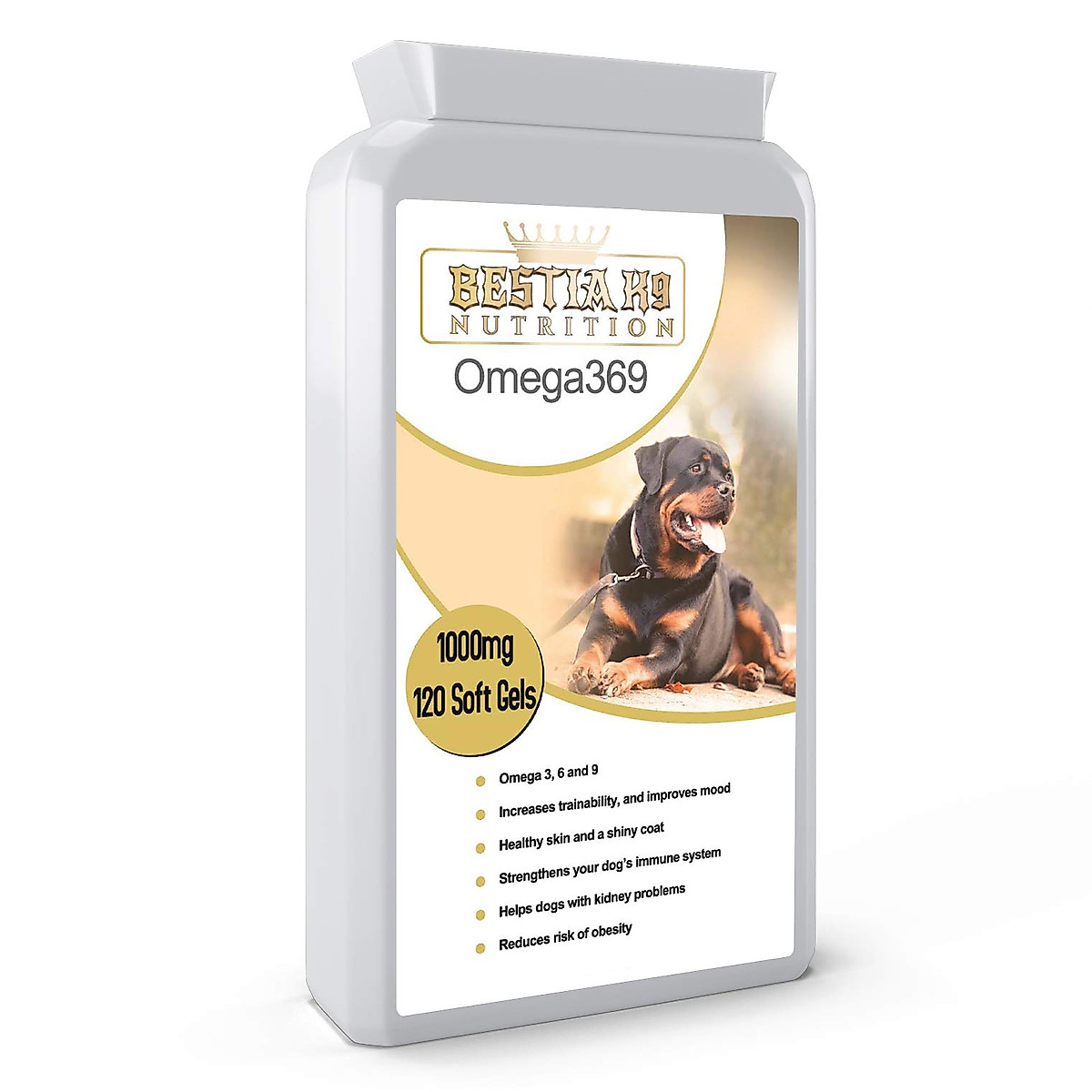 Bestia K9 Nutrition Omega 369 Fish Oil Supplement for Dogs. Healthy Skin & Coat. Big Dog Formula. Immune System Boost for Your Dog!