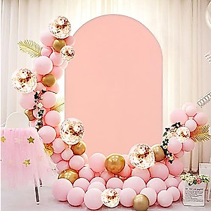 FUHSY Wedding Arch Backdrop Cover 2.1x5FT Round Top Wedding Arch Cover Party Arch Covers Stretchy Backdrop Fabric for Balloon Stand Chiara Backdrop Arch Fabric Cover for Birthday Reception Dusty Rose