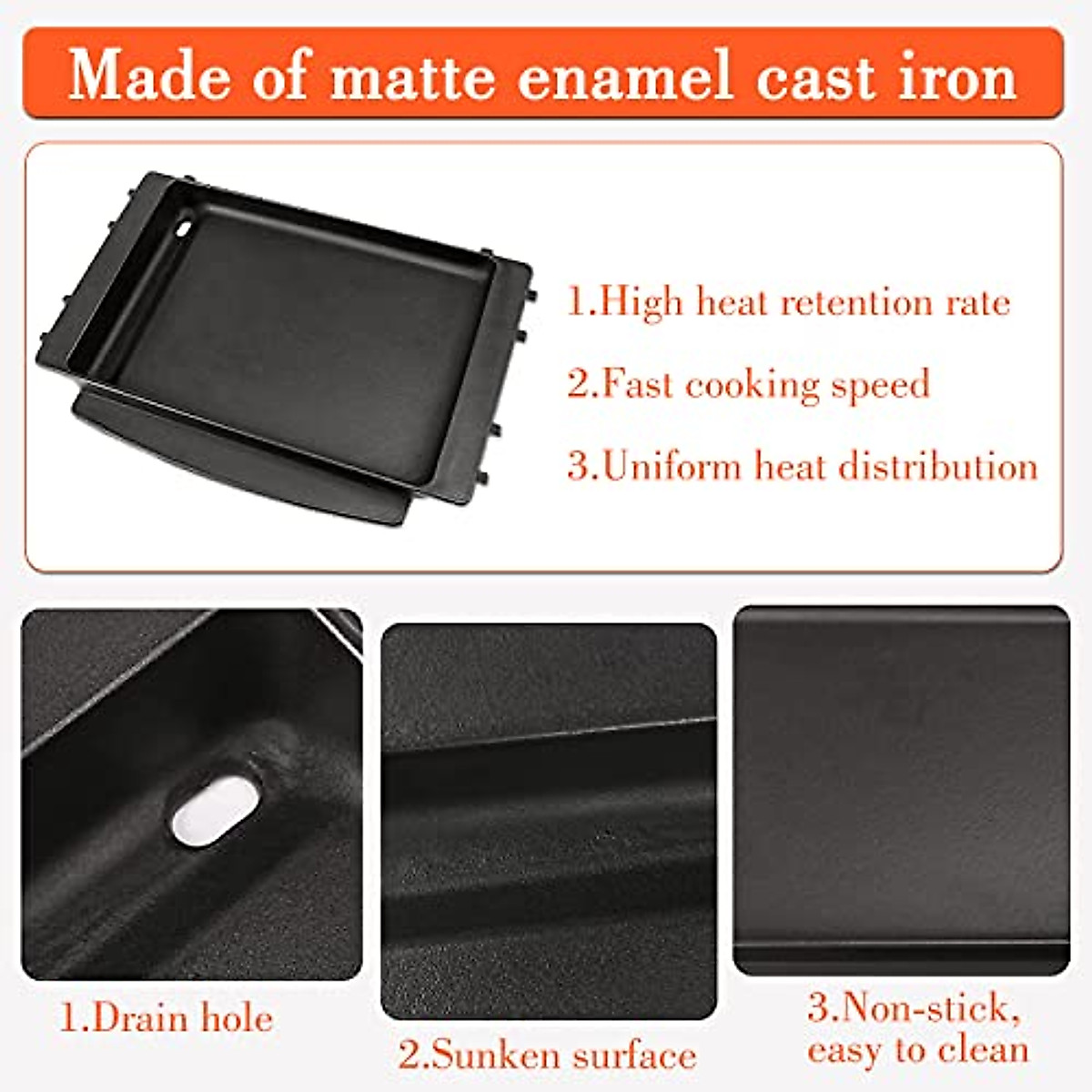 QuliMetal Cast Iron 7658 Grill Griddle for Weber Spirit 200, Spirit 300, Spirit II 200, Spirit II 300, Spirit E210, E310, Genesis Silver/Gold B/C, Genesis 1000-5000, Replace for Weber 7597 Griddle