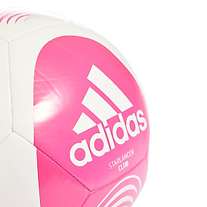 adidas Unisex Starlancer Club Soccer Ball, White/Shock Pink, 5