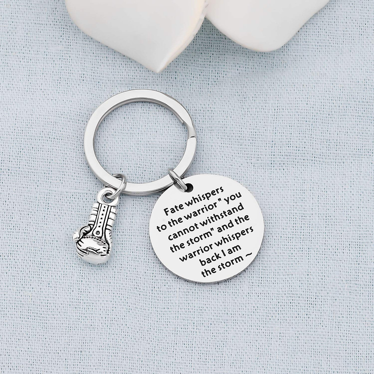 BEKECH Boxing Keychain Boxing Glove Keychain Future Boxer Gift Fate Whispers to The Warrior I Am The Storm Inspirational Jewelry Gift for Boxing Althetes Coaches Fitness Lovers (fate whisper boxing)