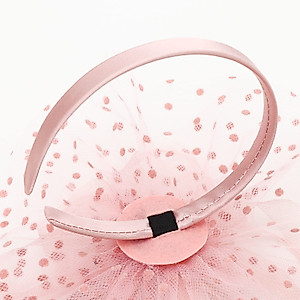 DRESHOW Fascinators Hat Flower Mesh Ribbons Feathers on a Headband and a Clip Tea Party Headwear for Girls and Women
