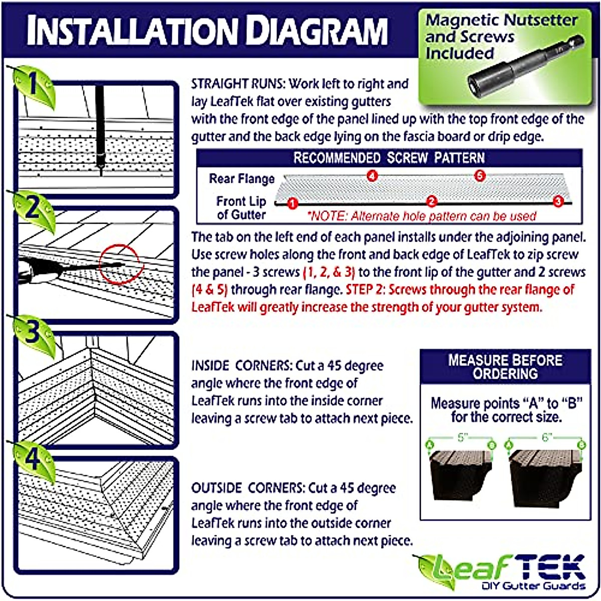 LeafTek DIY Gutter Guards | 5" x 100' of Leaf Protection in Black | Premium Contractor Grade 35 Year Aluminum Covers | Available in 32', 100' & 200' Packages | 5 or 6 Inch | Made in The USA