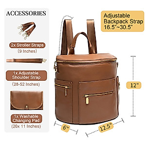 miss fong Diaper Bag Backpack, Baby Bag,Leather Diaper Bag Tote, Diaper Tote Bag Backpack with Changing Pad,with Stroller Organizer