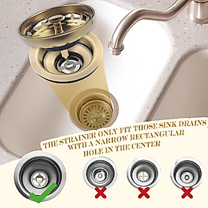 3 Pieces Gold Sink Drain Strainer Stopper, Liubeili Kitchen Stainless Steel Sink Strainer Garbage Disposal Plug, Universal Anti-Clogging Kitchen Sink Filter Sieve Basket Strainer, Wide Rim for Drain