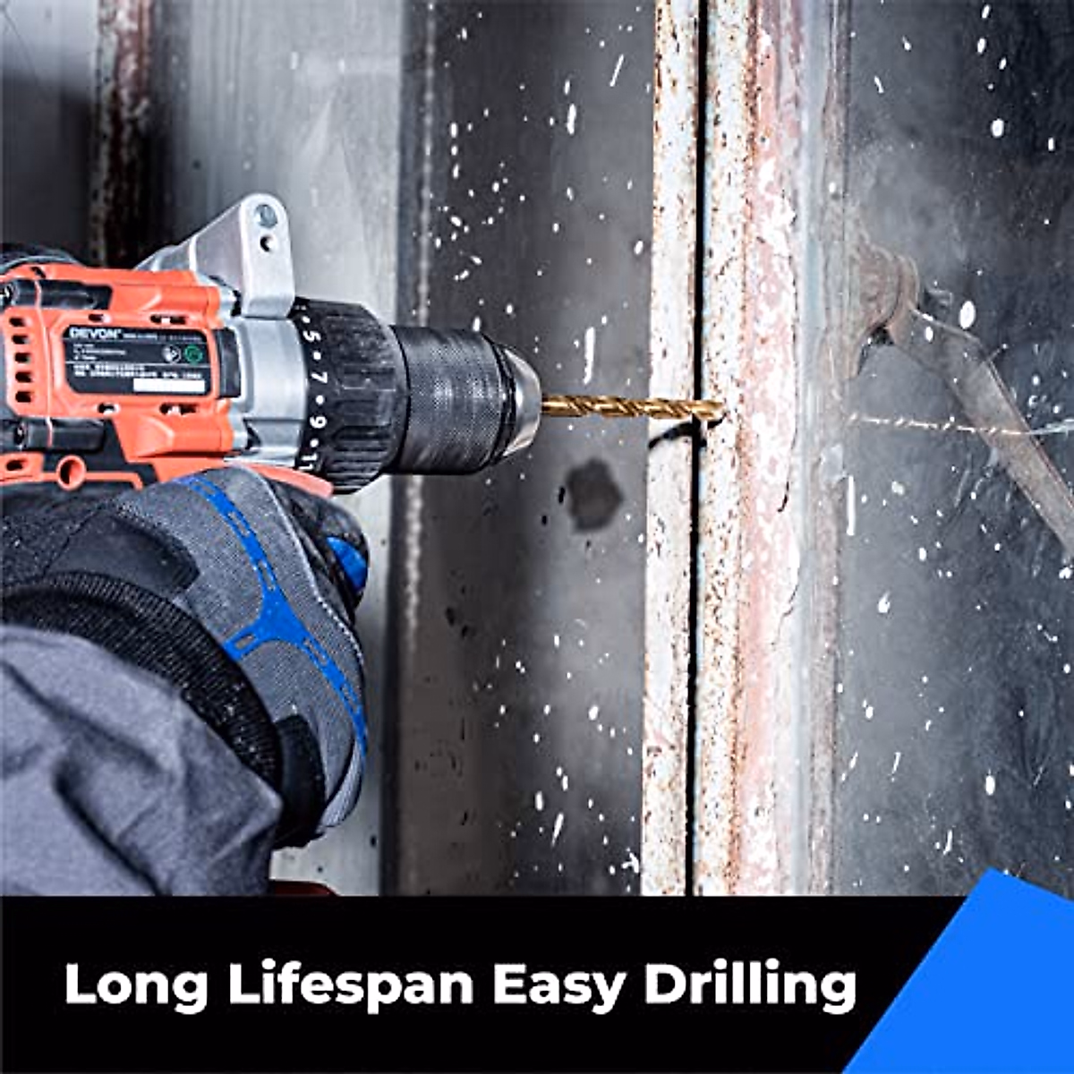 amoolo 1/8" Titanium Drill Bits (10pcs), Premium 4341 HSS Metal Drill Bits for Wood, Metal, Steel, Plastic, Aluminum Alloy