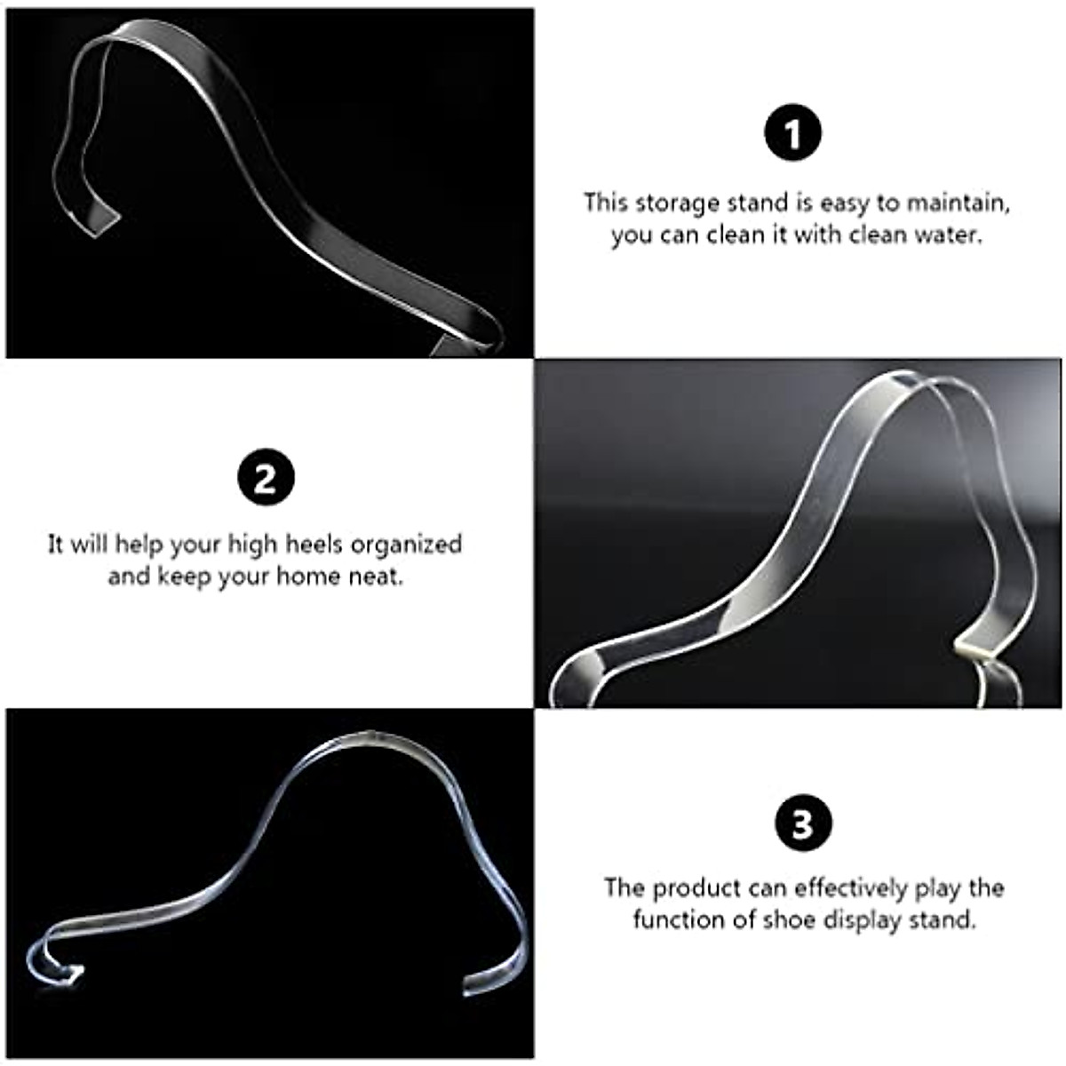 Shelf Bracket 20 Pcs Acrylic Clear Sandal Shoes Display Racks Stand Inserts Holders Shoe Support for Womens Shoes (Transparent) Clear Heels