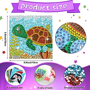 Epakh 8 Pieces Diamond Art Kits for Kids Diamond Art Kits Animal Gem 5D Painting Kit Crystal Easy to DIY Painting by Number Kits Home Wall Decoration (Classic Style)