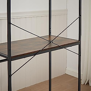 Wollmix Clothes Rack,Clothes Rack with Shelves,Freestanding Closet Organizer for Living Bedroom Room Kitchen Bathroom Entryway Office Storage Shelves Clothes Hanging Rack,Rustic Brown