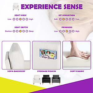 TYBOATLE Accent Chair, Mid-Century Modern Fabric Living Room Arm Chair, Furry Cozy Upholstered Armchair w/Side Pocket, Reading Lounging Side Chairs for Office, Apartment, Bedroom (Cream White)