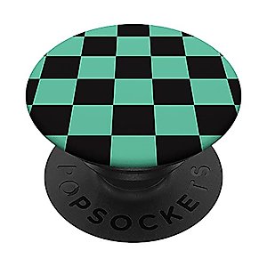 Checkered Black Green Anime Pattern PopSockets Swappable PopGrip