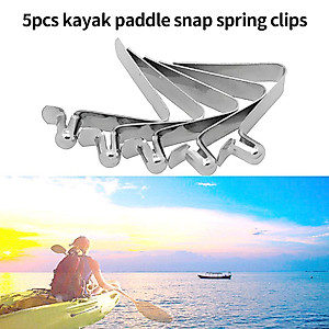 UXELY Kayak Spring Clips 6mm, Push Button Spring Clip, Kayak Paddle Snap Spring Clip, 5 pcs Stainless Steel Kayak Paddle Push Snap Clips Spring Clips Fit for Kayak Paddle Tent Pole(Silver)