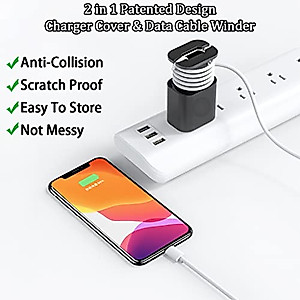 2 In 1 Silicone Charger Protector, Compatible with 20W/18W USB-C Chargers, Data Cable Winder Anti-Break Protection Cable Storage, Suitable for 11/12 Charger Waterproof Silicone Protective Case (White)