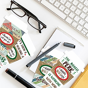 ANGOLIO Happy Boss's Day Gift Card Holders - 8Pcs Appreciation Greeting Cards Holder Thanksgiving Day Coffee Cup Thank You Gift Card Holder for Boss Thanks For All You Do Appreciation Week Coffee Gift Cards