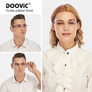 DOOViC 5 Pack Rimless Reading Glasses Blue Light Blocking Computer Readers Anti Eyestrain 2.50