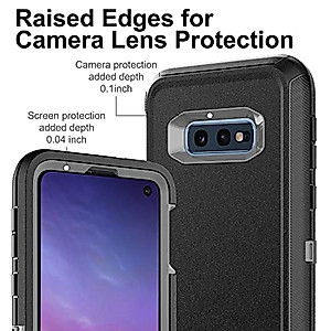 HONG-AMY Galaxy S10E Case: 3-in-1 Shockproof Heavy Duty Protection, 2 Nano Explosion-Proof Films, Black/Grey