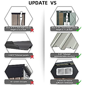 GRAVFORCE 6' x 4' Outdoor Metal Storage Shed, Outdoor Shed, Galvanized Steel Garden Shed with Double Lockable Door, Tool Storage Shed for Patio, Backyard, Lawn