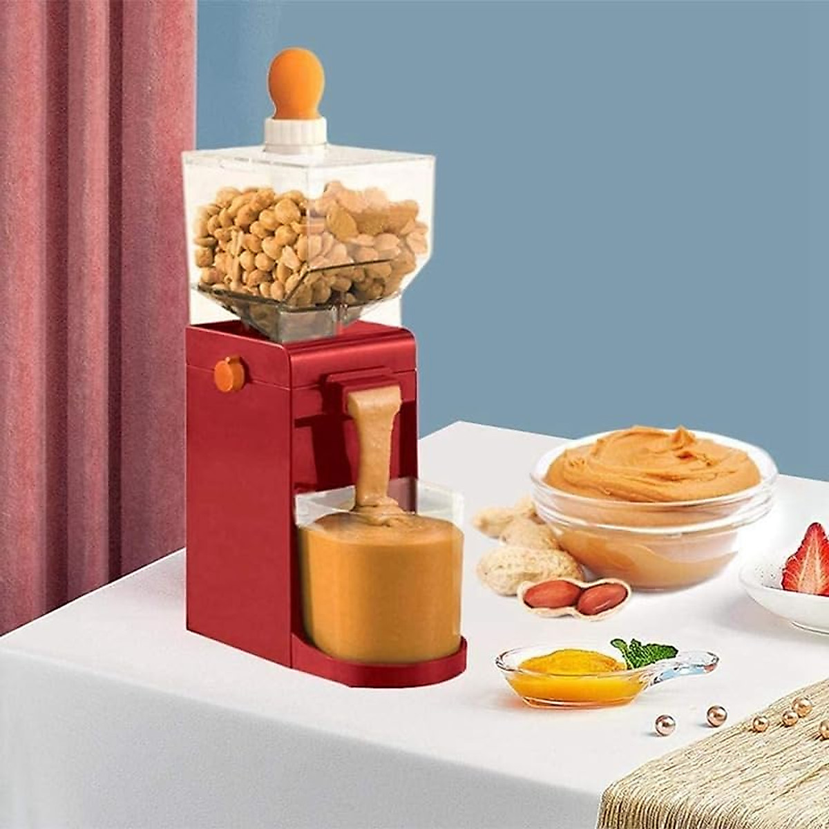 Srutueo Electric Peanut Butter Maker Machine,Sesame Sauce Nut Grinder,Automatic Milling Grinding Machine,for Grinding US Plug Easy Install Easy to Use