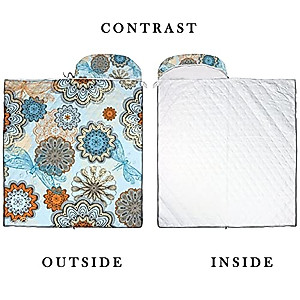 Camping Sleeping Bags for Adults Abstract Doodle Flowers Dragonflies 3 Season Cold Weather Sleeping Bag Waterproof Sleeping Nap Mat for Girls Boys Hiking Travel Outdoor