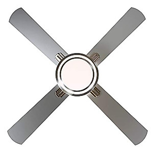 FINXIN Indoor Ceiling Fan Light Fixtures Remote LED 52 Brushed Nickel Ceiling Fans For Bedroom,Living Room,Dining Room Including Motor,Remote Switch
