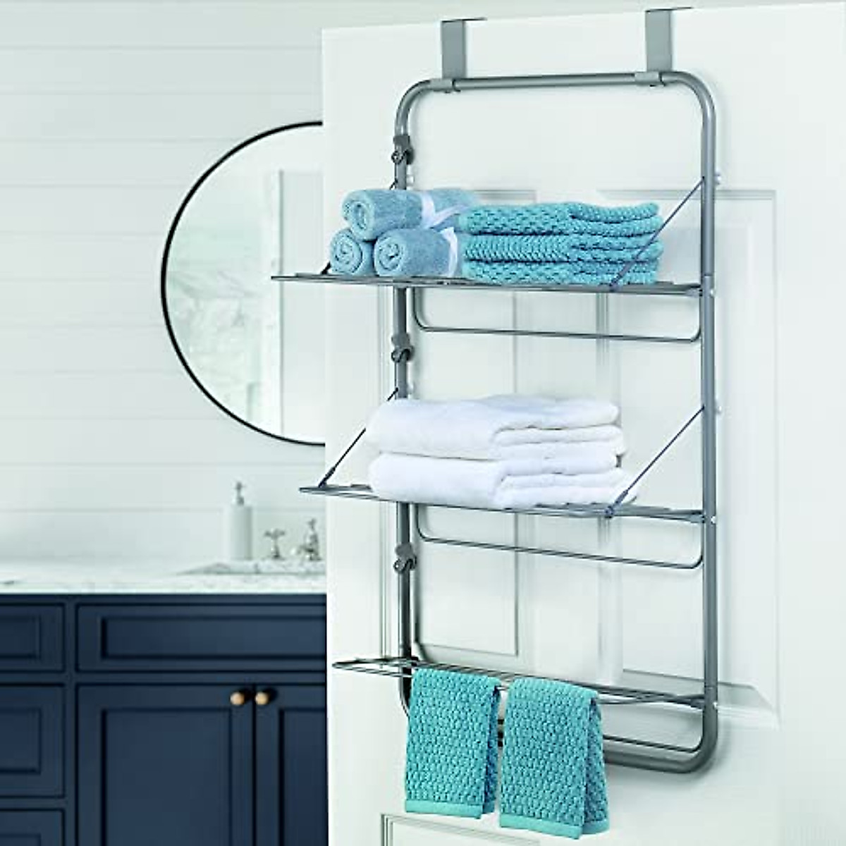 neatfreak 3-Tier Chrome Over-The-Door Drying Rack Home & Closet Organization, Metallic