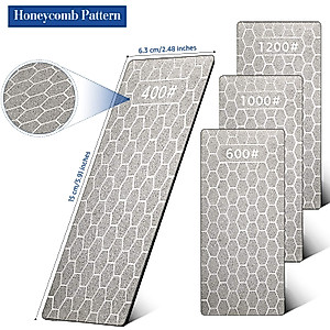 4 Pieces Diamond Sharpening Stone Grit Diamond Plate Honing Stone Diamond Stone for Kitchen Sharpening Dull, Blunt or Tired Edges, 5.9 x 2.48 Inches (400/600/1000/1200 Grit)