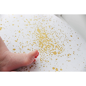 NODNAL CO. 3 Fitted Gold Bassinet Sheets Set for Baby Girl - 100% Oeko-TEX Cotton - Shimmery Glitter Geometric Shapes, Dots and Lines - Cradle/Moses Basket Hourglass, Oval & Rectangle Mattress Sheet