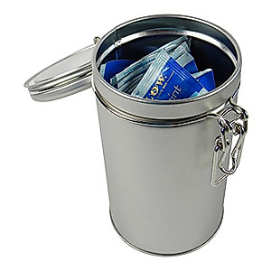 Thistle Moon 2 PC Metal Tea Coffee and Spice Tin Set – 12 Ounce Airtight Round Cannisters with Latch Lids – 6.5” x 3.6” Containers for Tea, Herbs, or Seasoning Storage