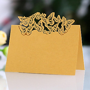 Paper Butterfly Table Number Place Card, Table Name Place Cards, 50Pcs Favor Decor Hollow Butterfly Cut Design Blank Card, Paper Table Cards for Wedding Party Favor Decor