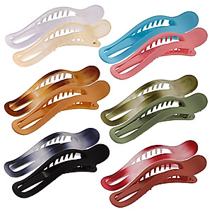 Magicsky 12 PCS Alligator Hair Claw Clips, French Matte Barrette Non-Slip Large Duckbill, Functional Raised & Wide Teeth Hair Decor Grip, Styling Beauty Accessory for Women and Girls Thick Thin Hair